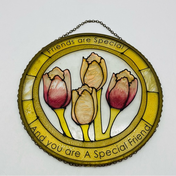 Accents | Friends Stained Glass Suncatcher Handpainted Friends Are ...